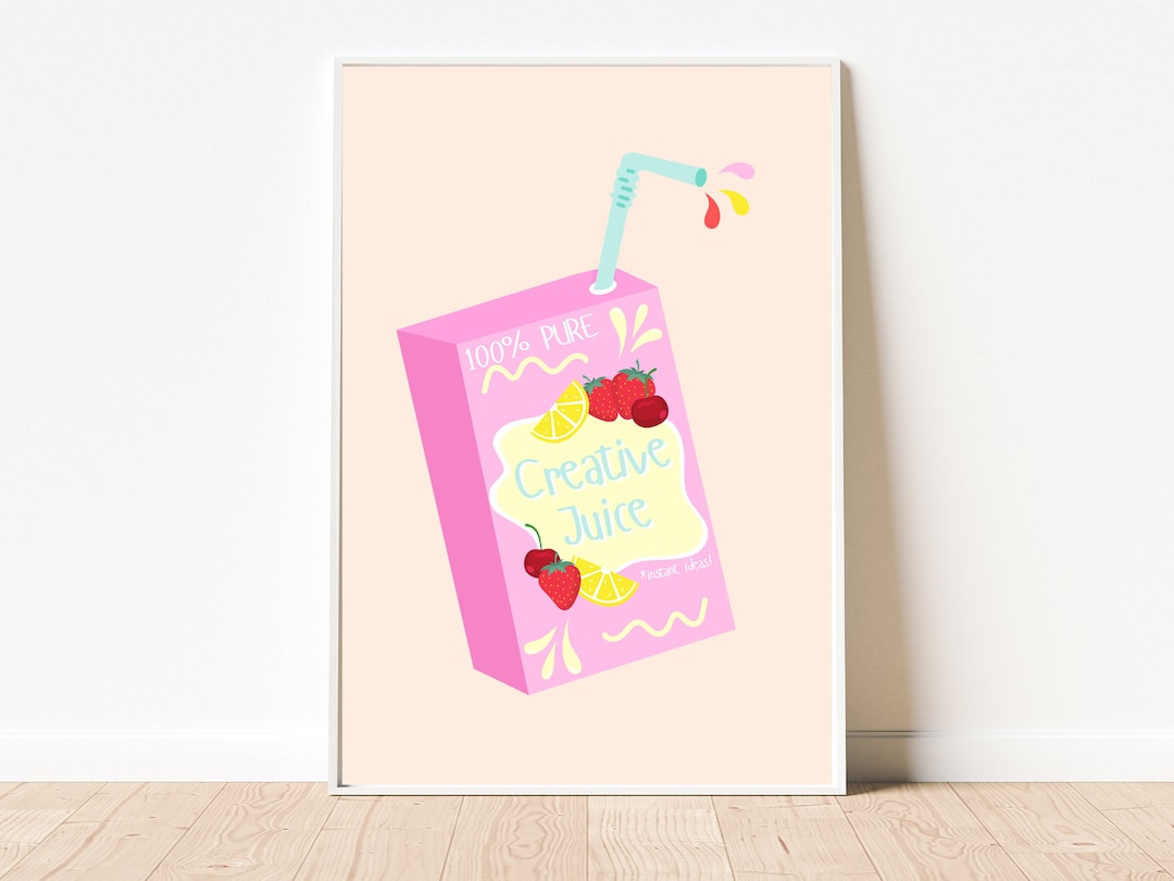 Creative Juice Art Print | Fruit Juice Illustration | Fruity Kitchen ...
