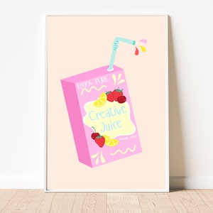 Creative Juice Art Print Fruit Juice Illustration Fruity Kitchen Wall ...