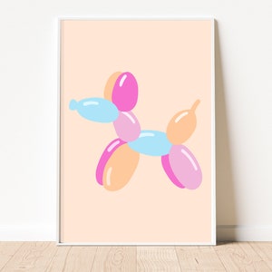 Balloon Dog Art Print Quirky Pastel Poster Balloon Animal - Etsy