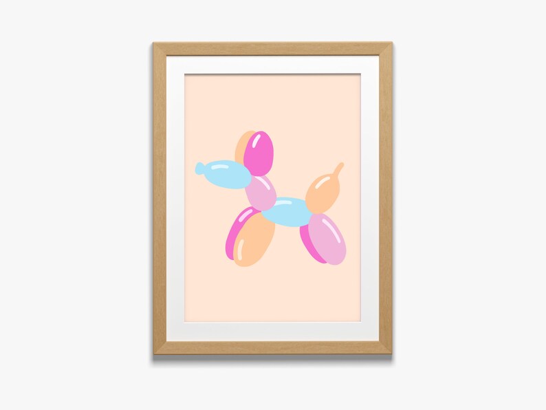 Balloon Dog Art Print Quirky Pastel Poster Balloon Animal - Etsy
