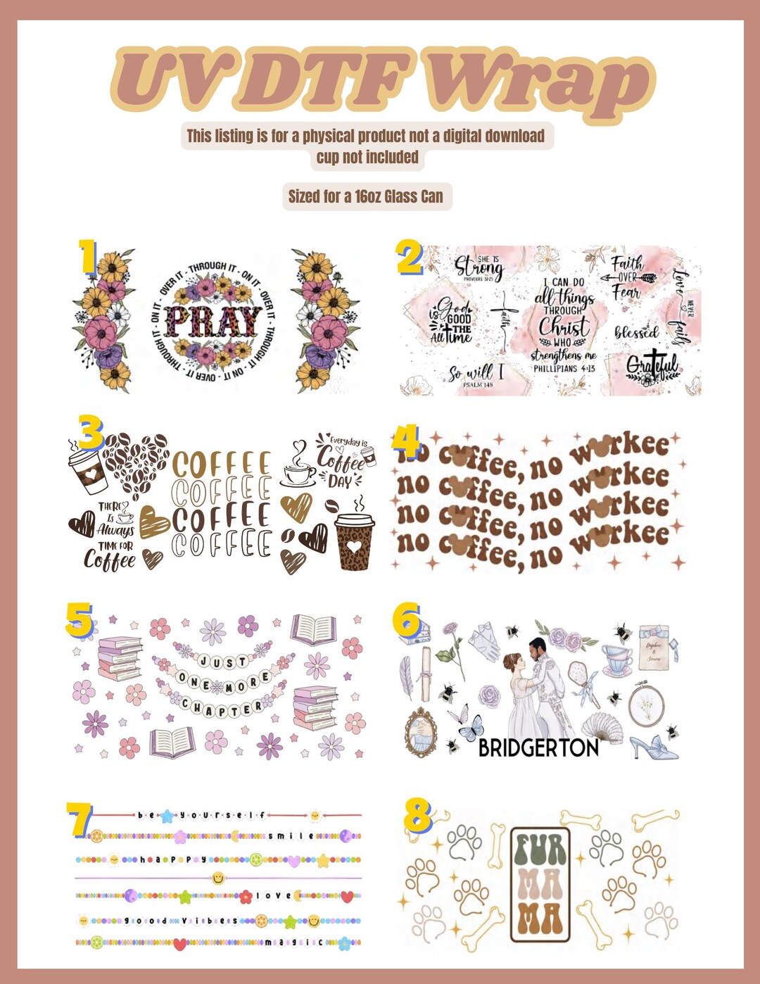 DIY Cup Wrap - UV DTF Wrap Transfers and Decals - Cups Wrap - Cup ...