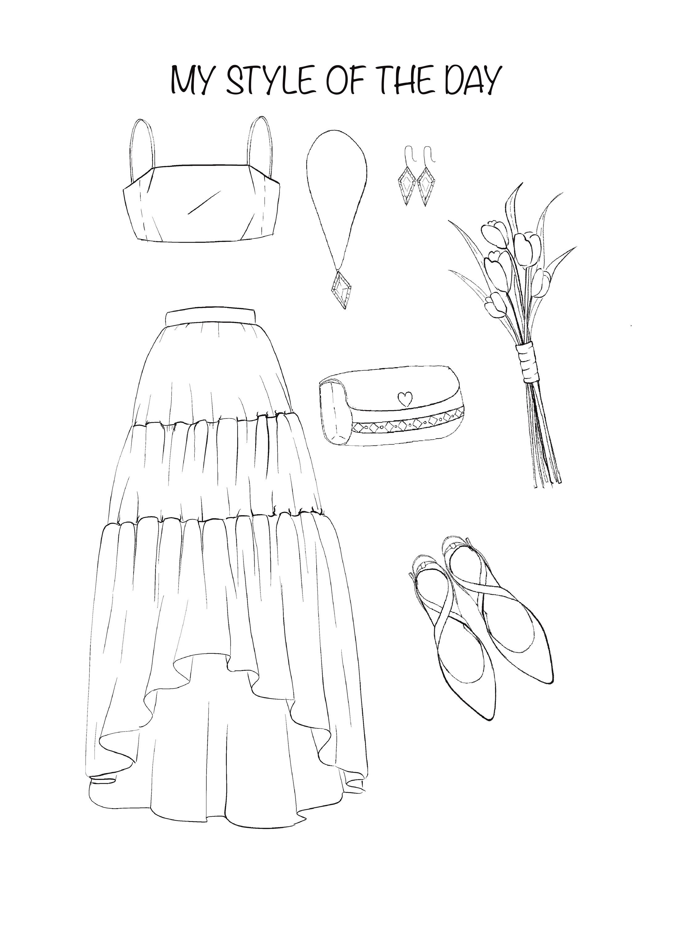 Coloring Pages- Dresses, Design, Style, Outfits, PDF File - Etsy