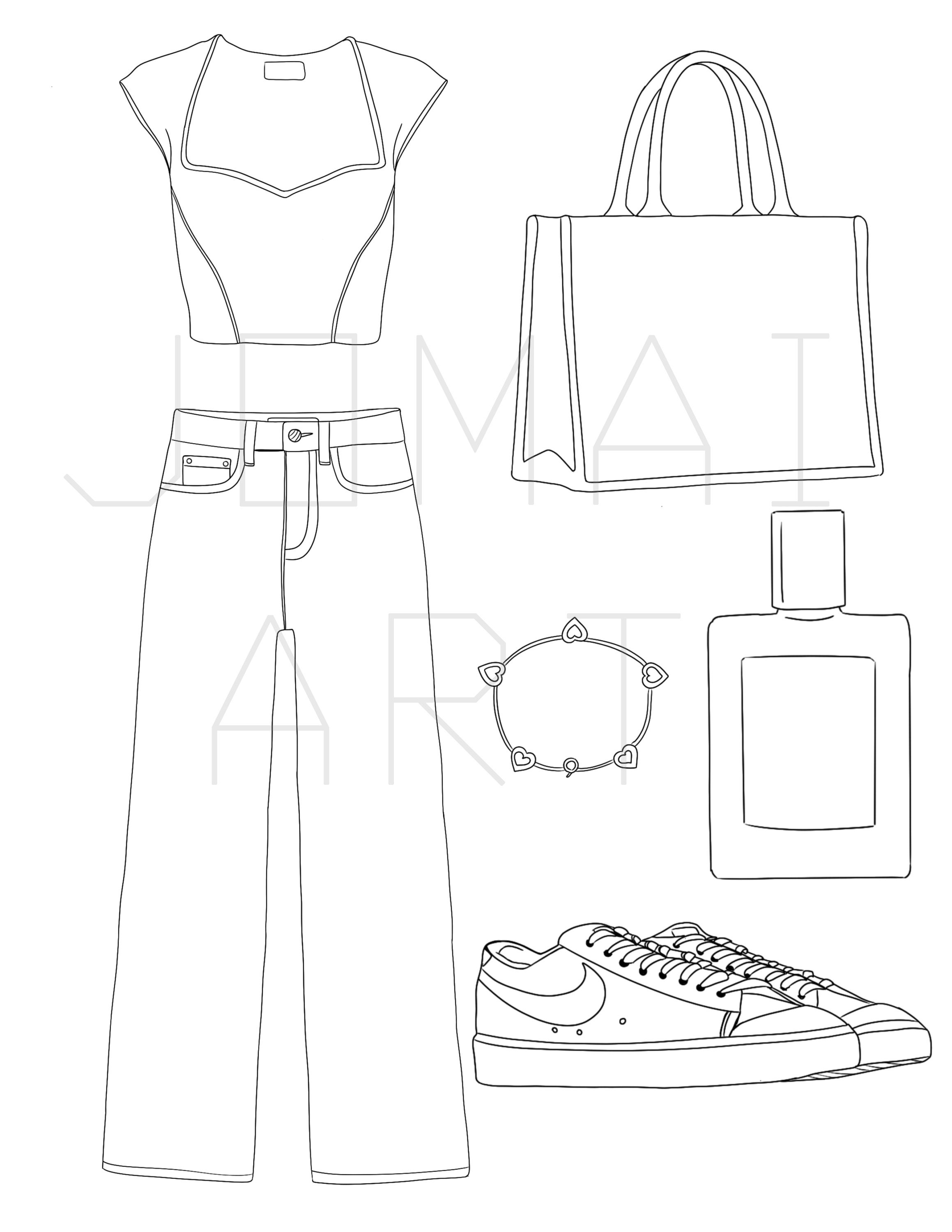 Coloring Pages - Fashion Coloring Pages, 7 Day Casual Outfits ...
