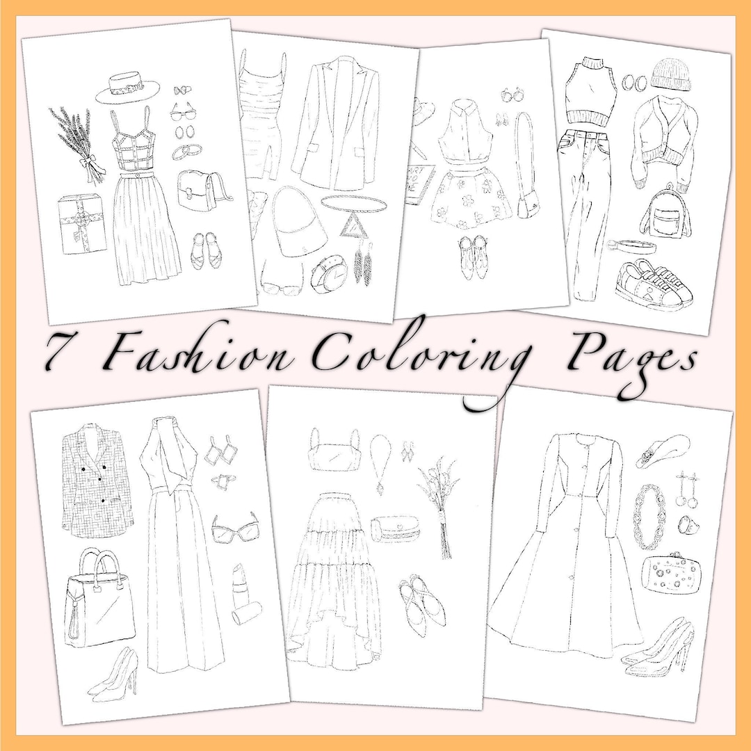 Coloring Pages- Dresses, Design, Style, Outfits, PDF File - Etsy