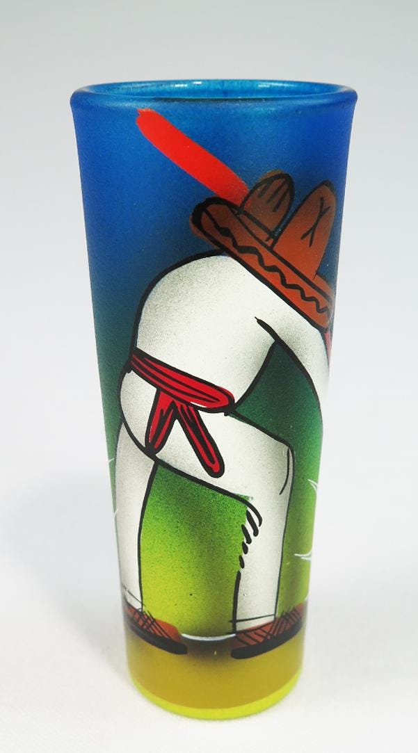 Mexican Tequila Shot Glass and Bottle Set With Tequila Making Scene ...