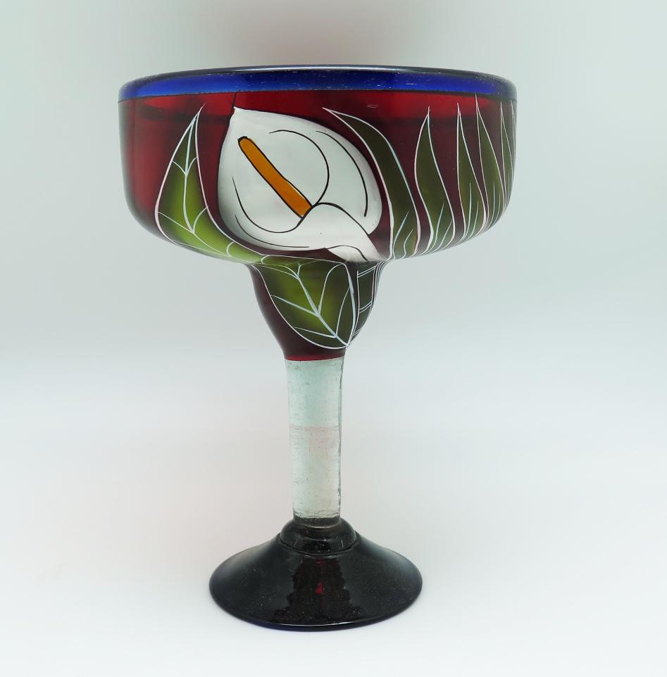 Mexican Margarita Glass, XXL, Monster Margarita With Painted Calla Lily ...