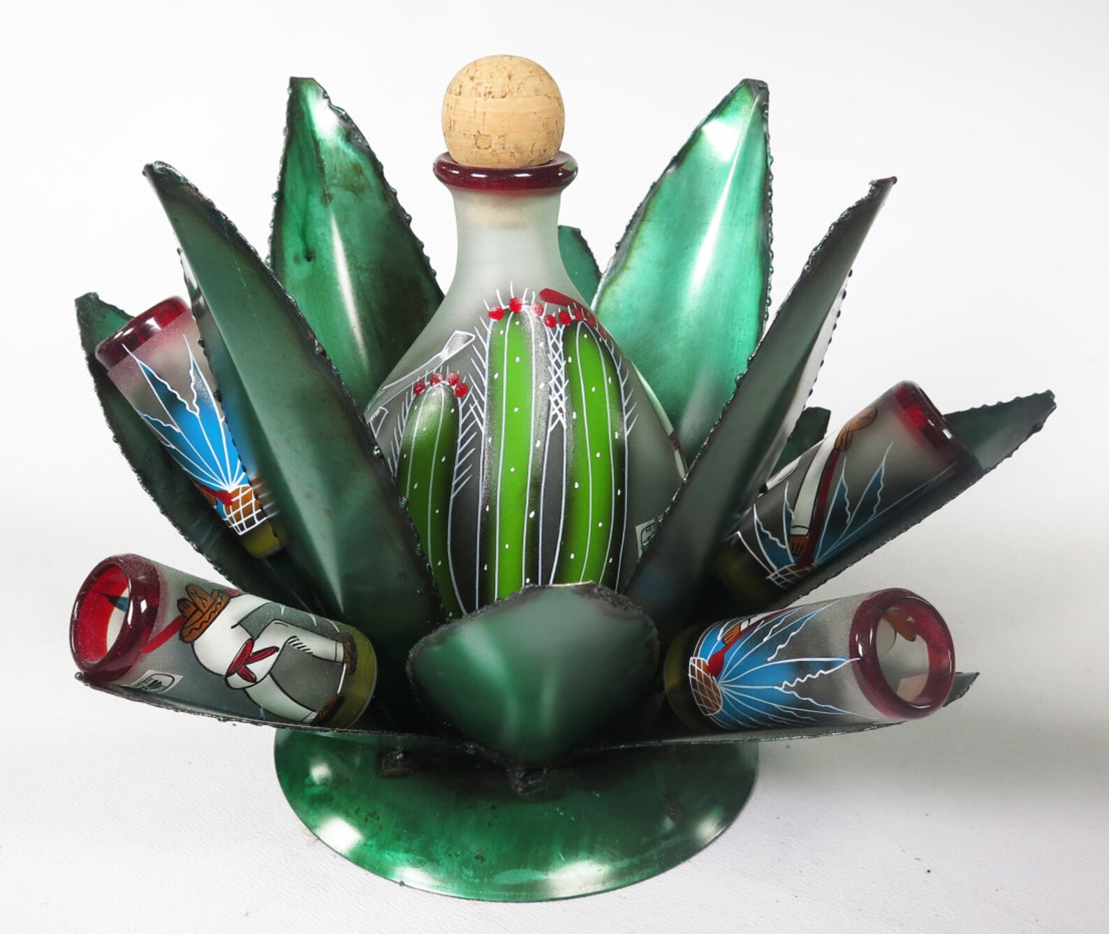 Mexican Tequila Shot Glasses & Tequila Bottle Set, Hand-painted With a ...
