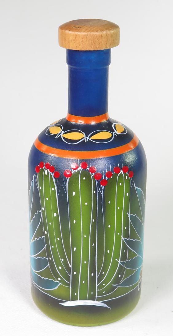 Mexican Tequila Shot Glass and Bottle Set With Tequila Making Scene ...