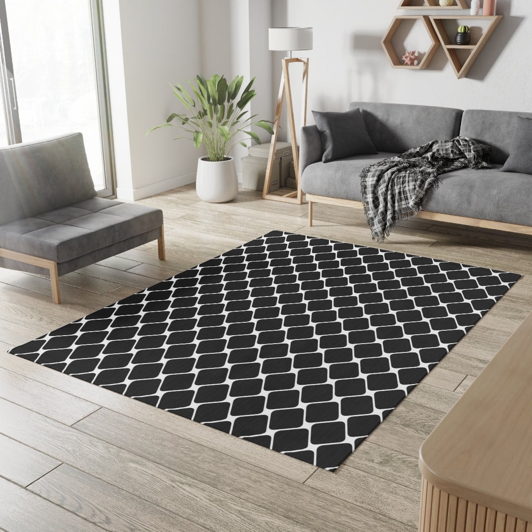 Geometric Rug Black and White Geometric Black and White Rug - Etsy