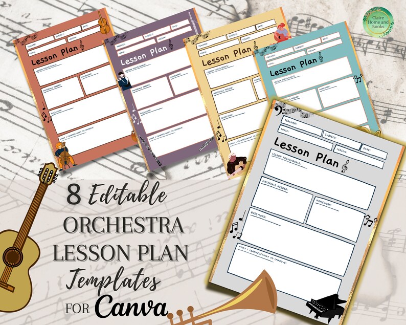 Music Class Lesson Plan Templates | Editable on Canva and Printable ...