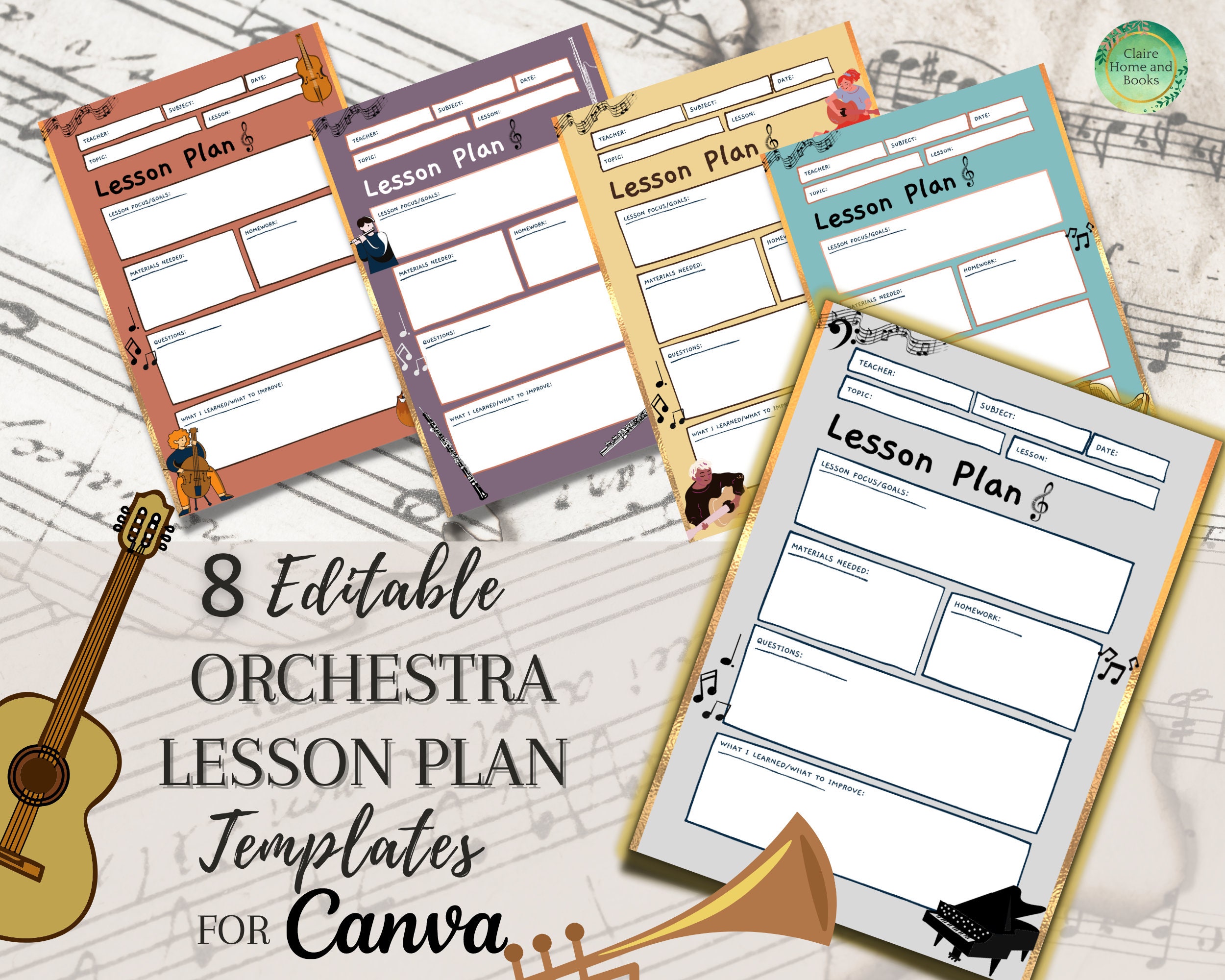 Music Class Lesson Plan Templates | Editable on Canva and Printable ...