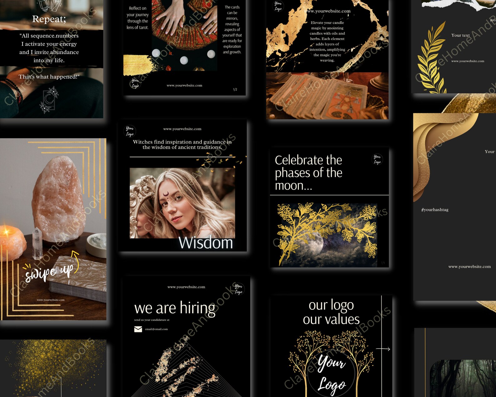 Black & Gold Witch Magic - 80 Instagram Templates - Etsy