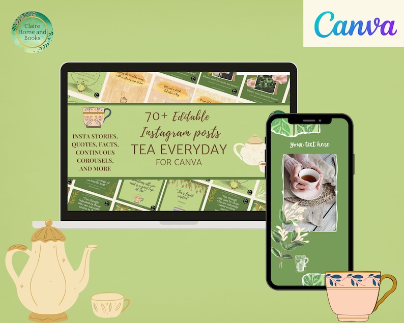 Vintage Tea Instagram Templates | Editable Canva Templates for Tea ...