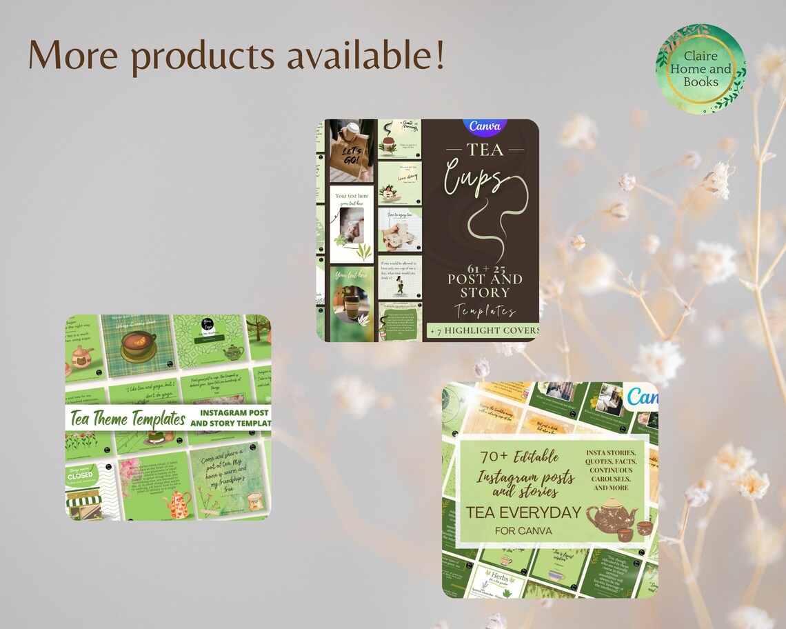 70+ Flowery Tea Instagram Templates for Canva | Social Media Kit for ...