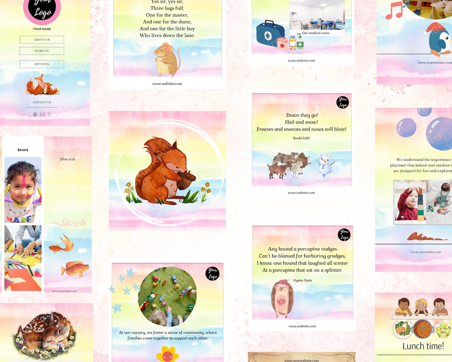 Kindergarten 80+ Social Media Posts & Stories Templates for Canva Free ...