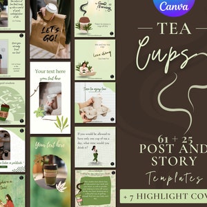 Barista Takeaway Social Media Canva Templates: 80 Editable Instagram ...