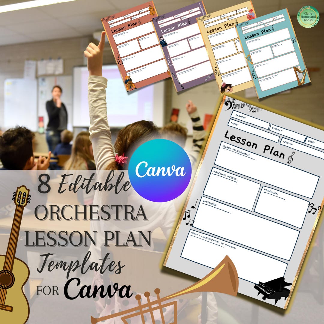 Music Class Lesson Plan Templates | Editable on Canva and Printable ...