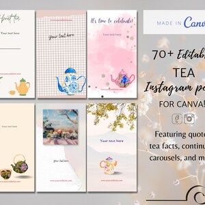 70+ Flowery Tea Instagram Templates for Canva | Social Media Kit for ...