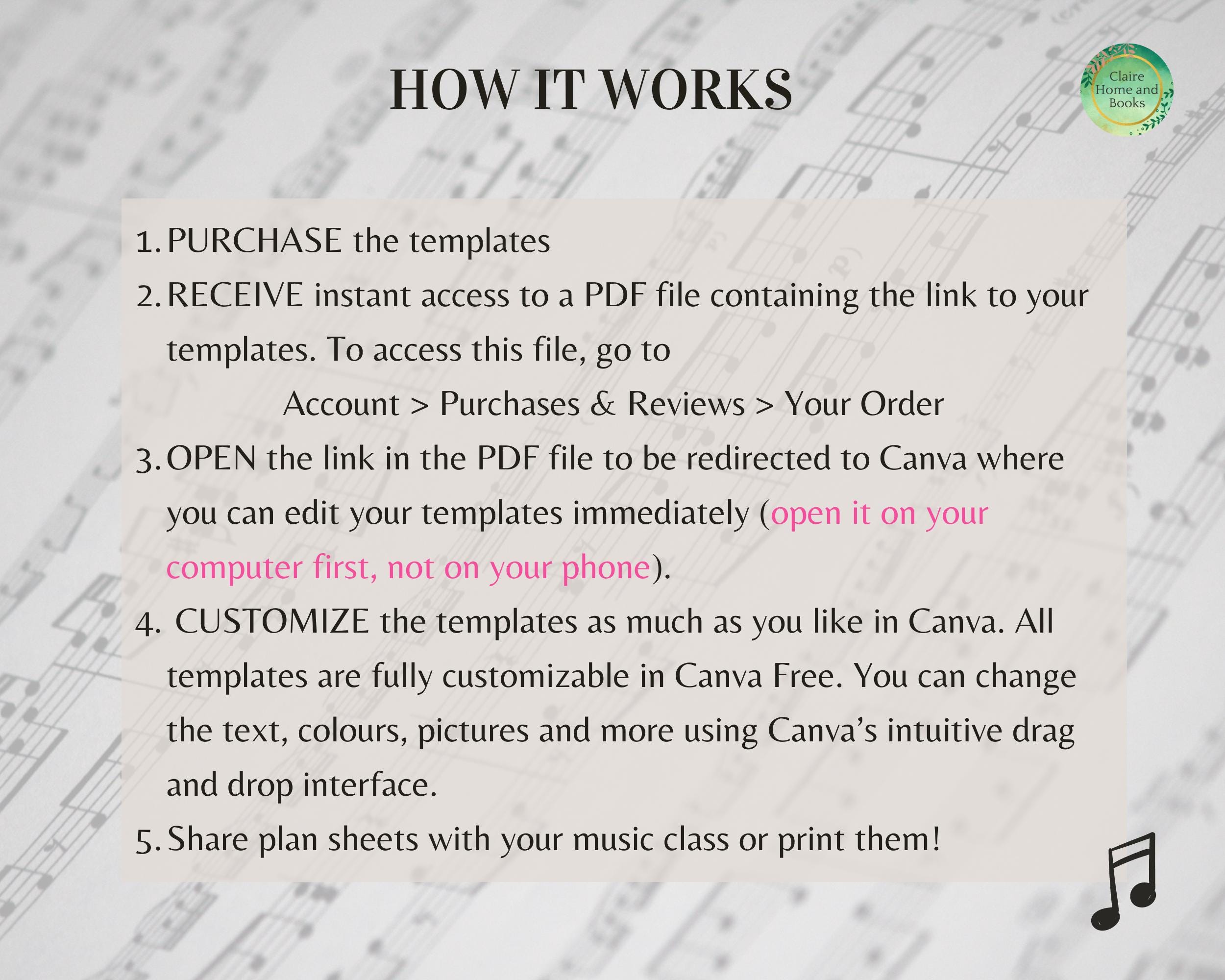 Music Class Lesson Plan Templates | Editable on Canva and Printable ...