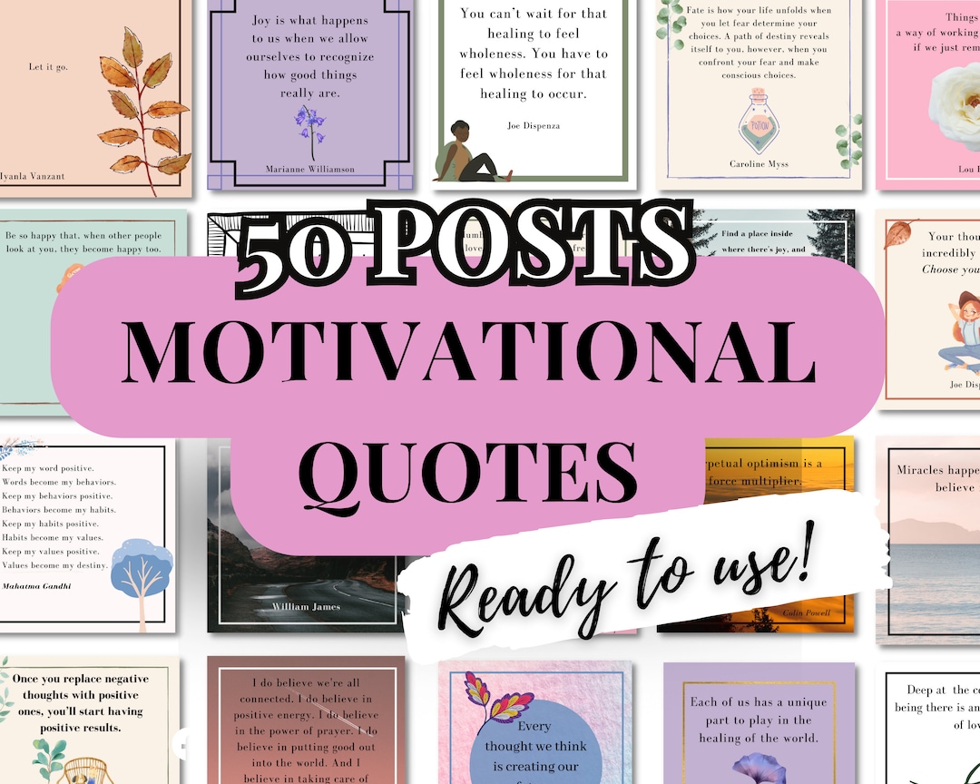 50 Motivational Quote Posts – Ready to Use Instagram Feed (PNG) - Etsy