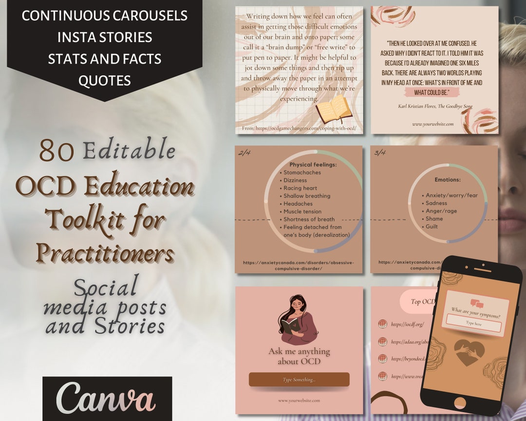 OCD Awareness Canva Templates for Counselors & Psychologists ...