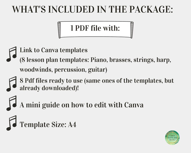 Music Class Lesson Plan Templates Editable Printable Instant Download ...