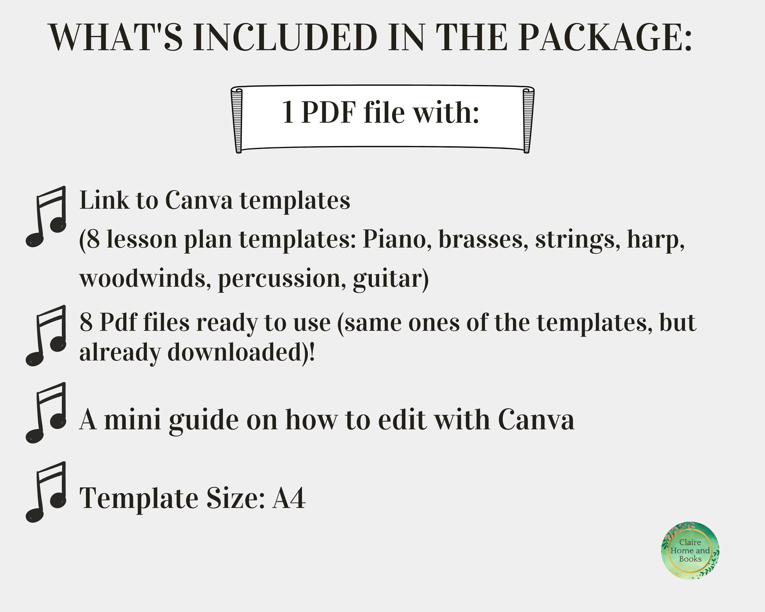 Music Class Lesson Plan Templates Editable Printable Instant Download ...