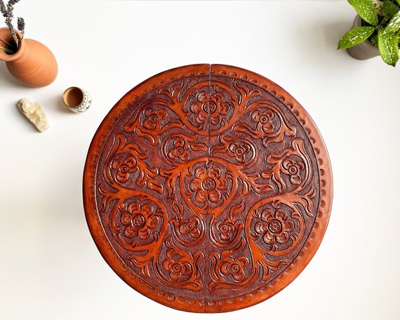 Peruvian Leather and Wooden Stool - Etsy