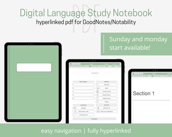 Digital Language Notebook for Ipad Goodnotes Notability - Etsy