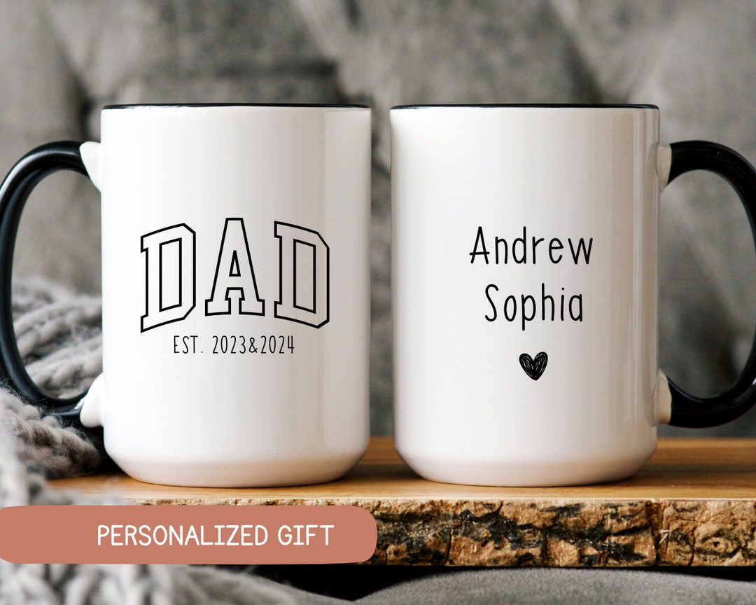Custom Dad Mug, Dad Gift From Kids, Daddy Est Year Mug, Gift for New ...