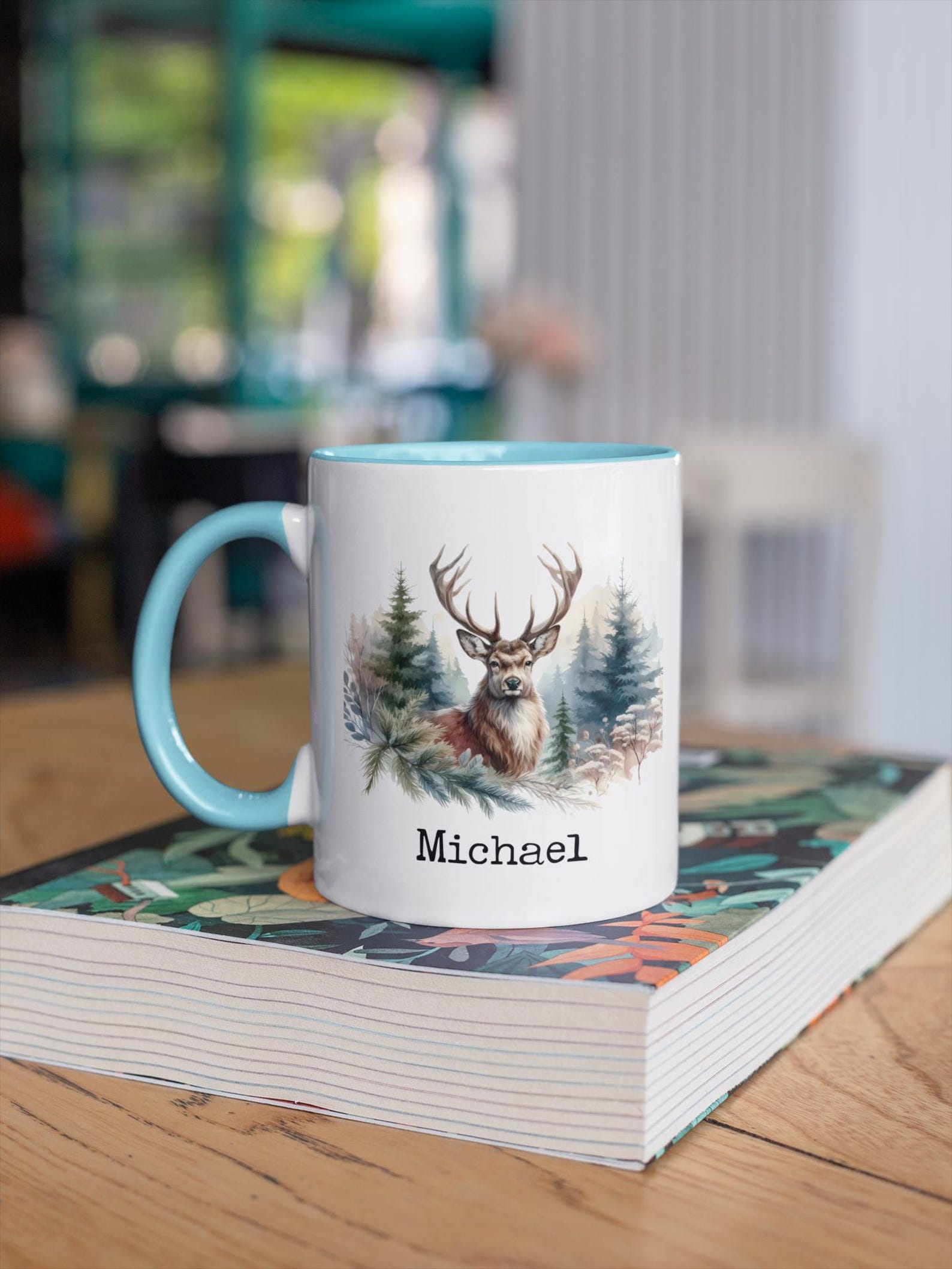 Retro Deer Wilderness Scene Mug, Nineties Vintage Buck and Doe Deer ...