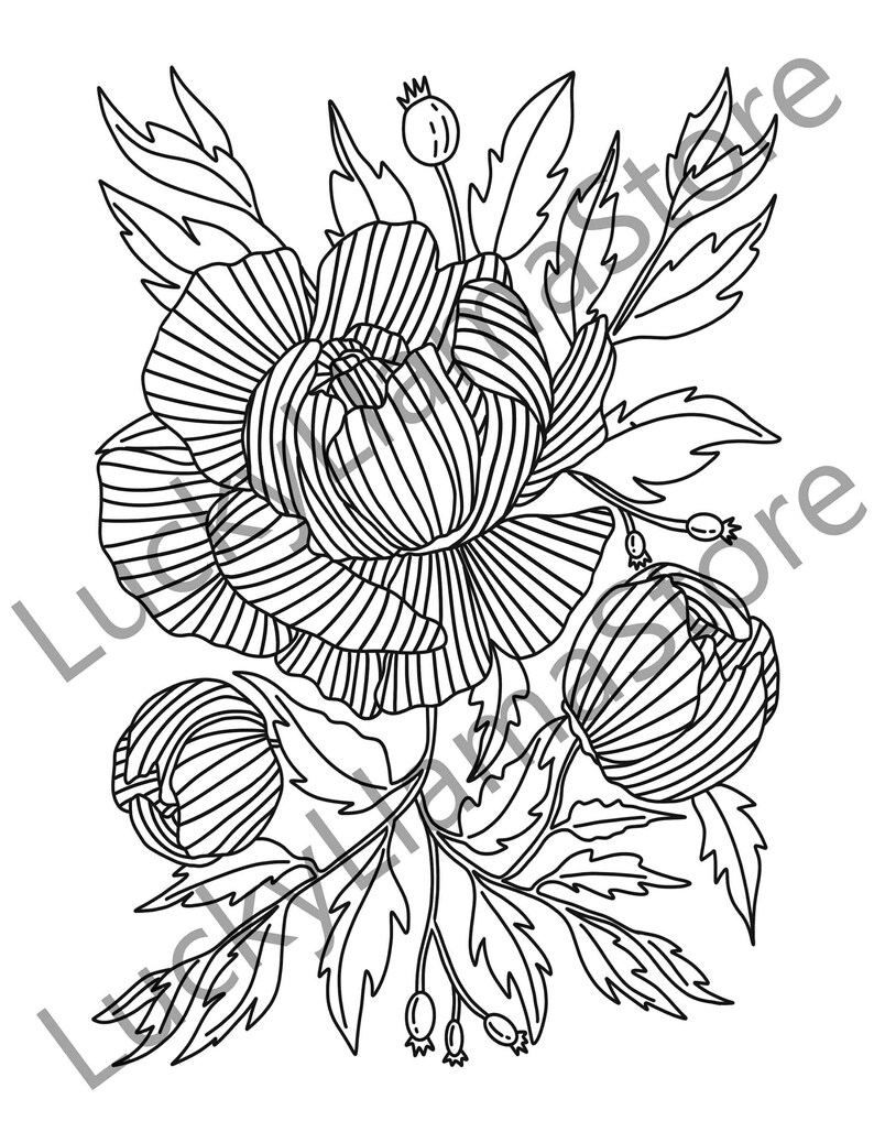 Mindful Coloring Page, Plants and Flowers Coloring Page, Self Care ...