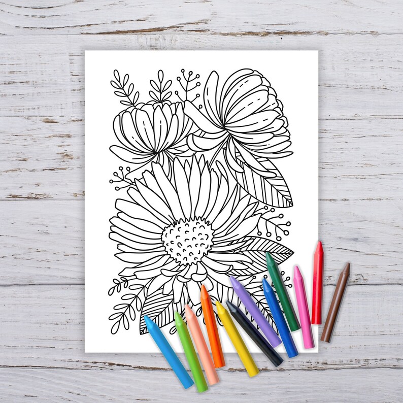 Coloring Page, Mindful Coloring Page, Plants and Flowers Coloring Page ...