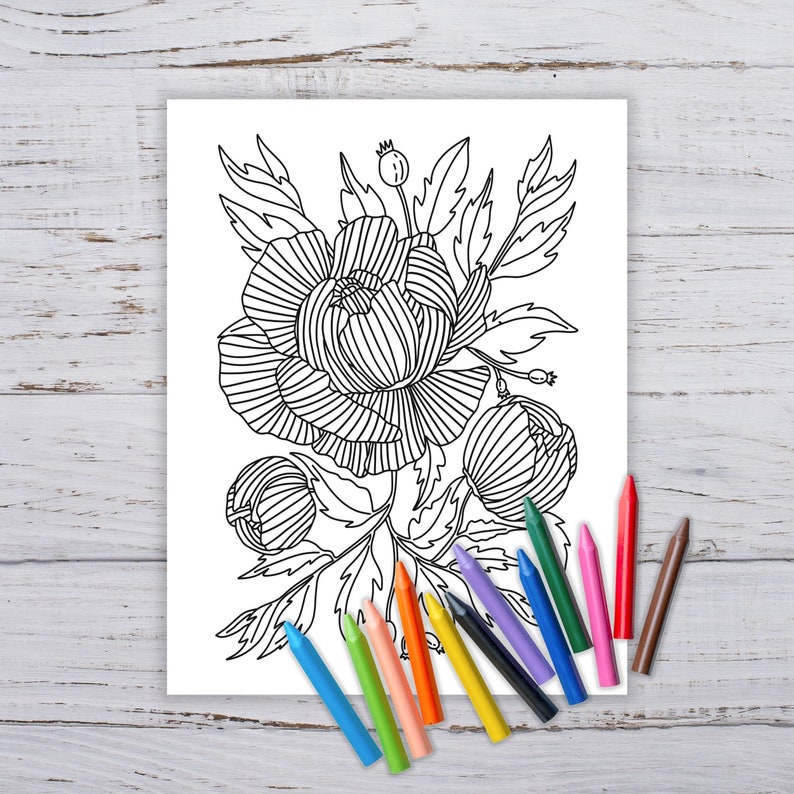 Mindful Coloring Page, Plants and Flowers Coloring Page, Self Care ...