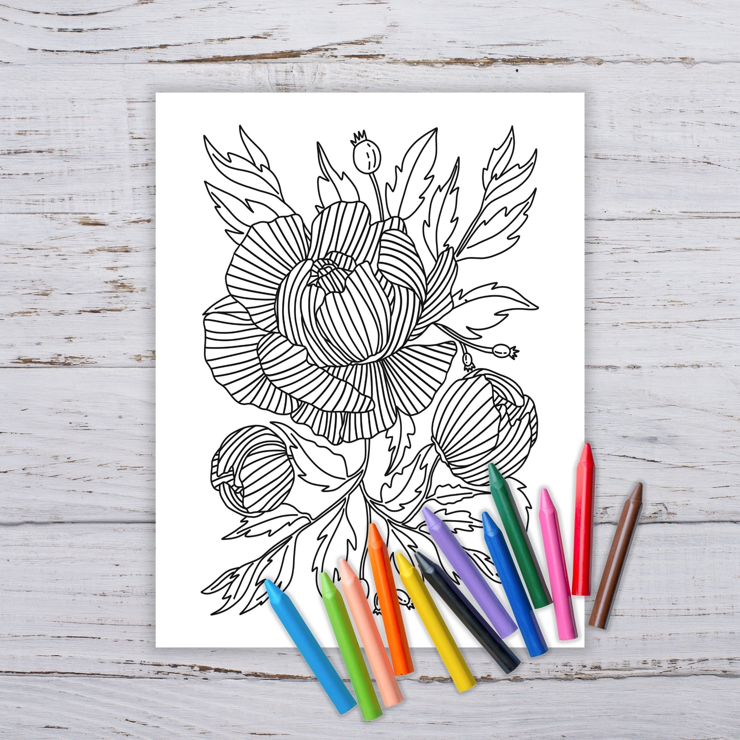 Mindful Coloring Page, Plants and Flowers Coloring Page, Self Care ...