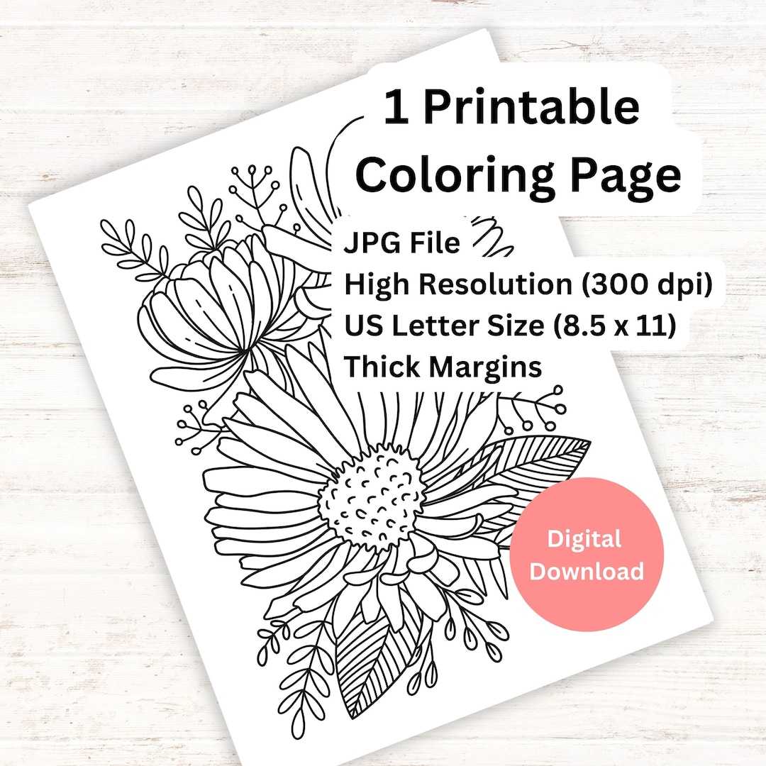 Coloring Page, Mindful Coloring Page, Plants and Flowers Coloring Page ...