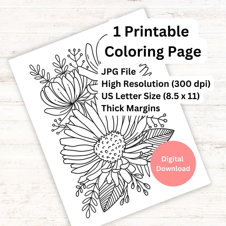Coloring Page, Mindful Coloring Page, Plants and Flowers Coloring Page ...