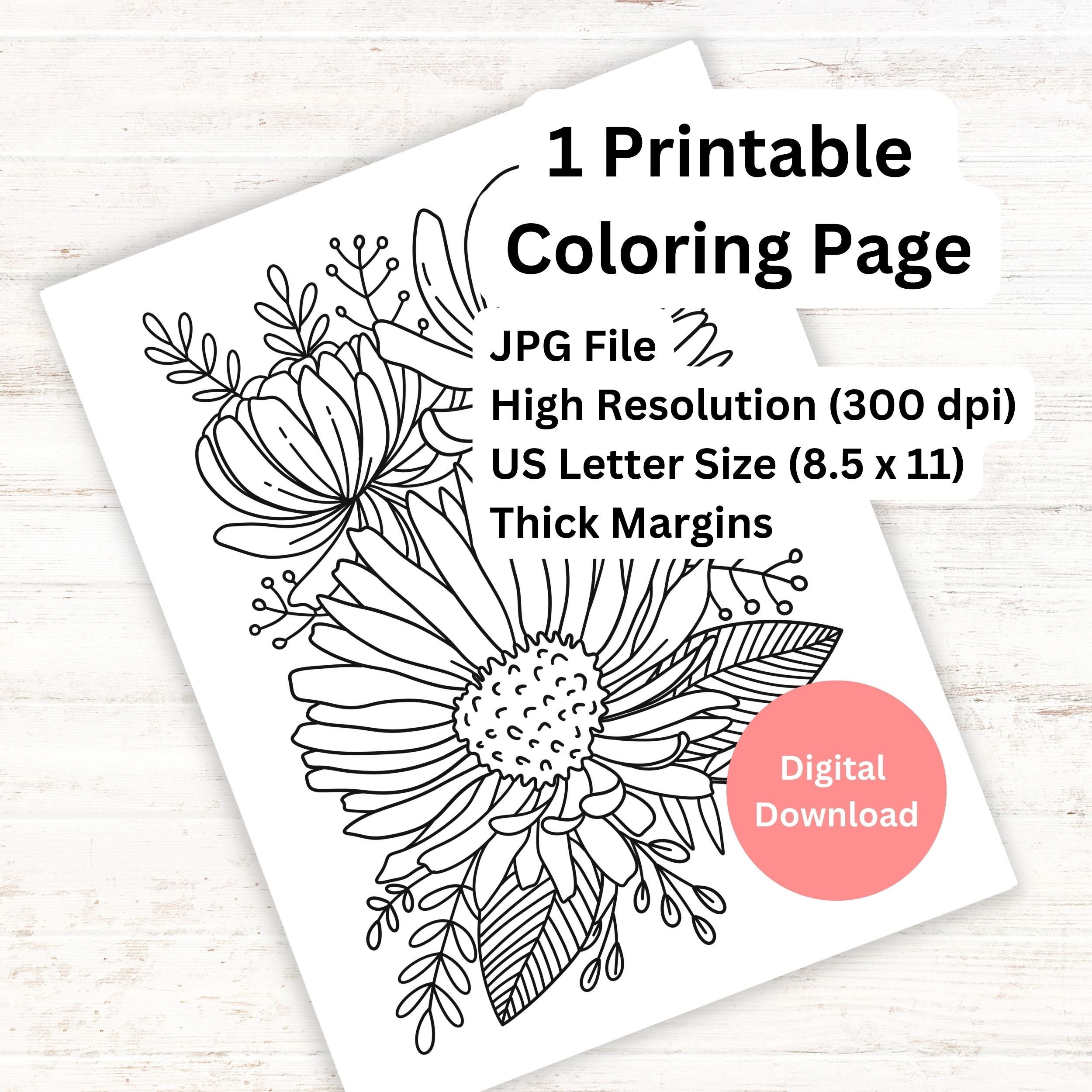 Coloring Page, Mindful Coloring Page, Plants and Flowers Coloring Page ...