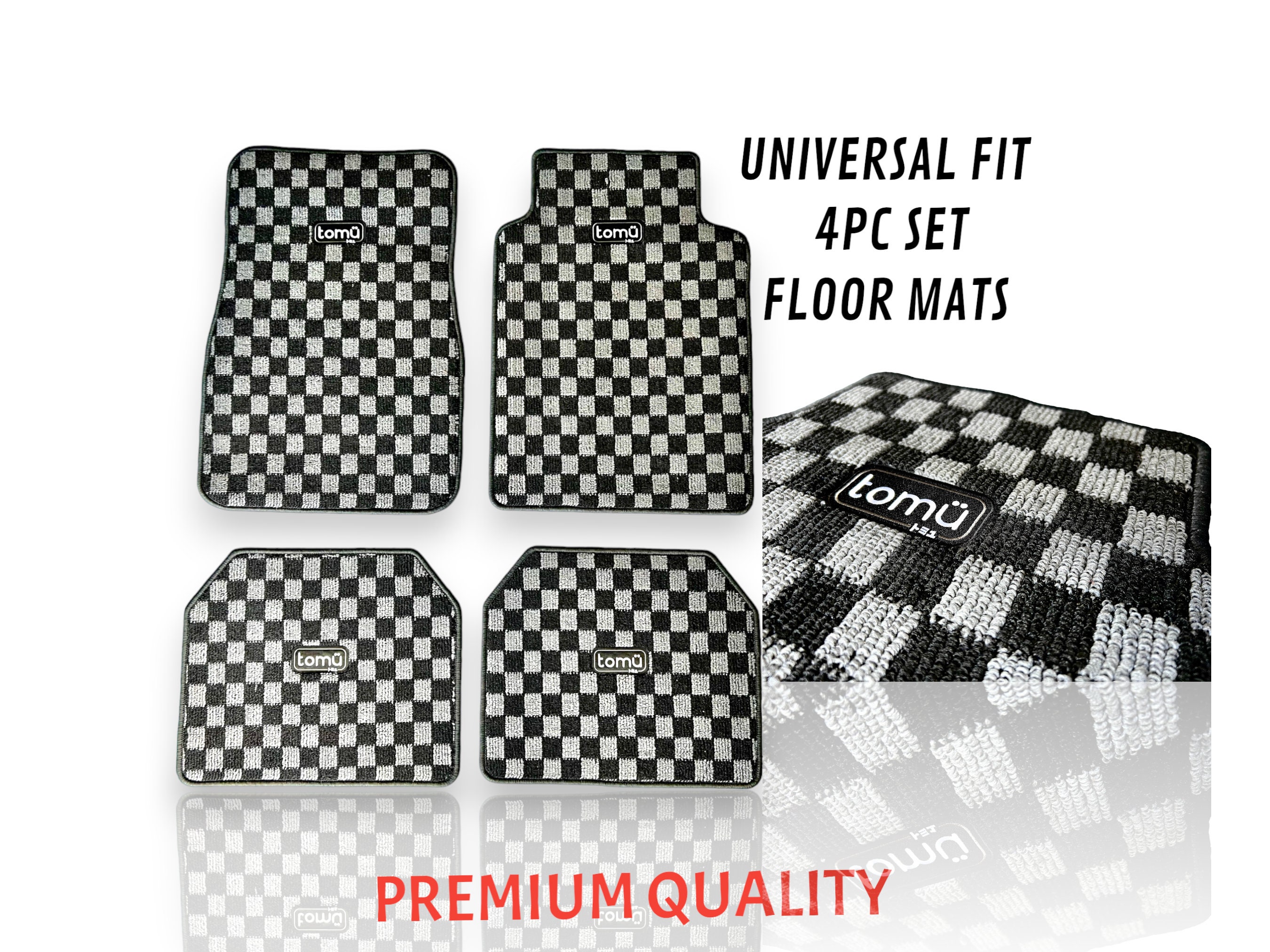 JDM Akashi Tomu Checkered Floor Mats GREY - Etsy