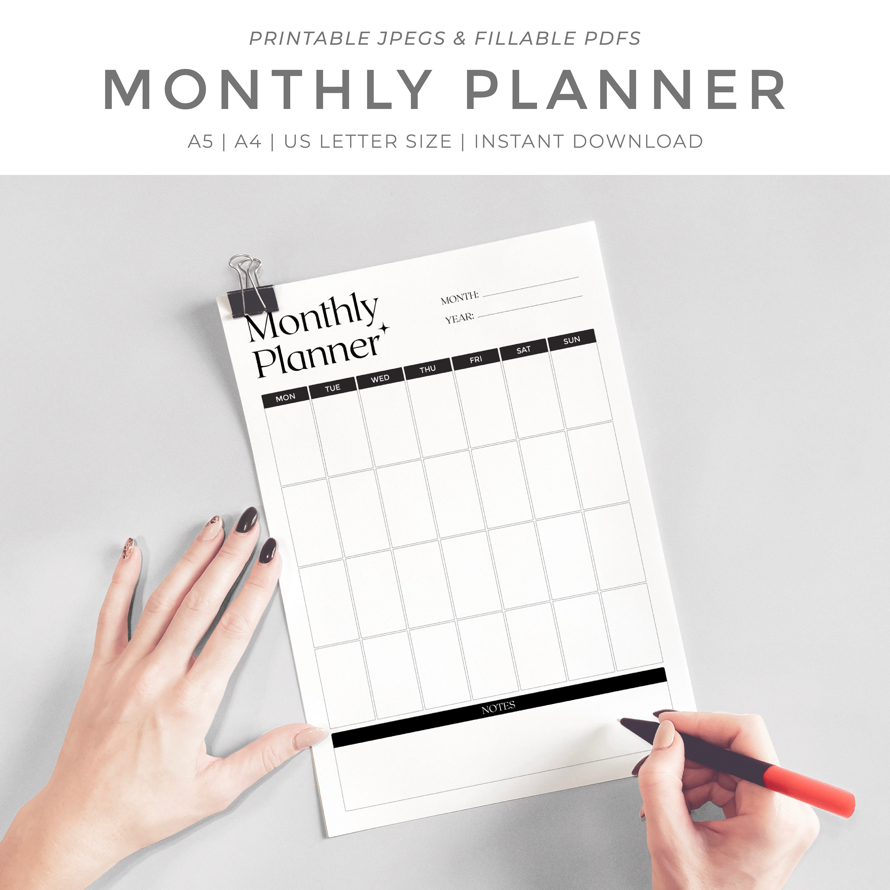 Monthly Planner Printable Goal Tracker Monthly Fitness - Etsy
