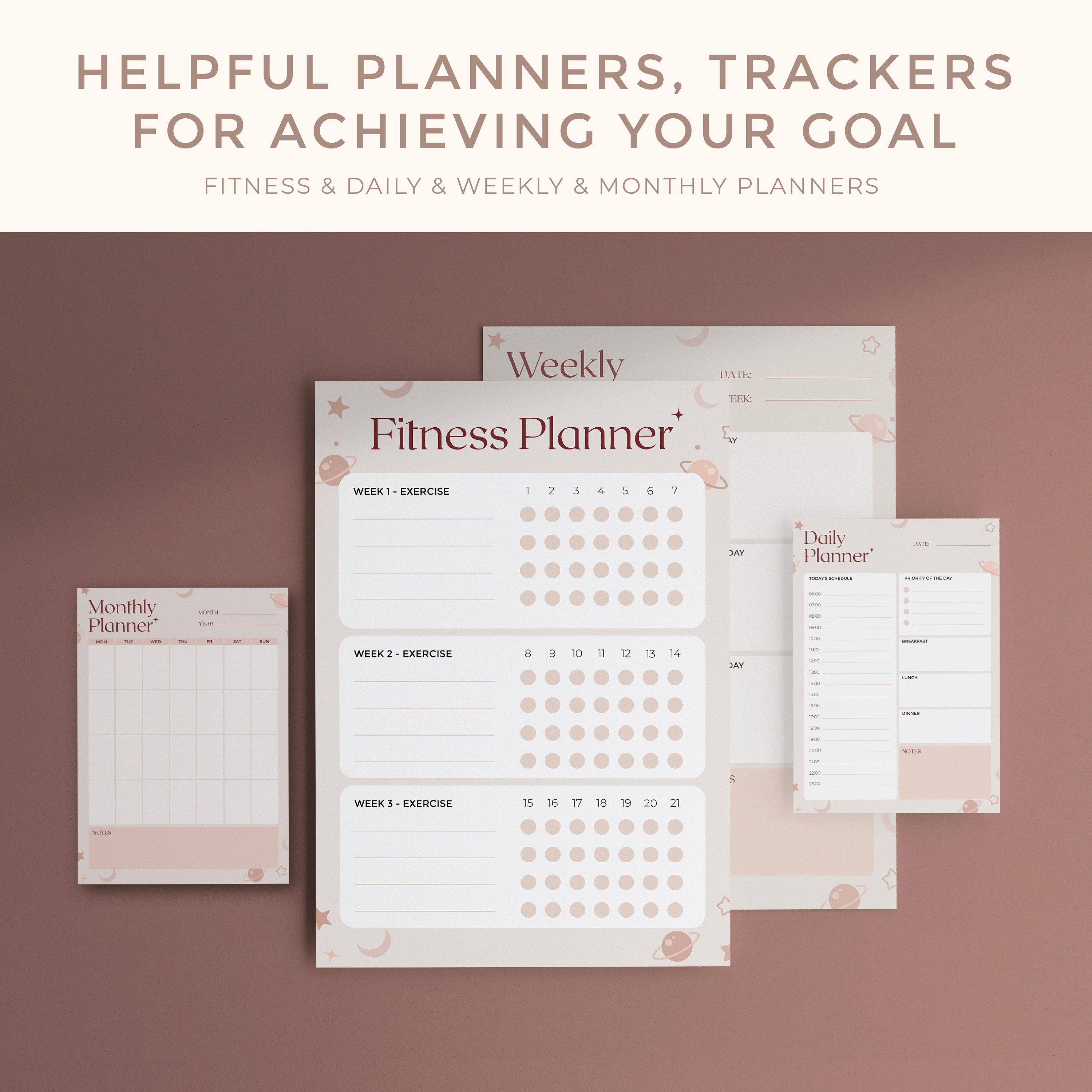 Fitness Planner Bundle | Workout Tracker | Weekly & Daily Fitness ...