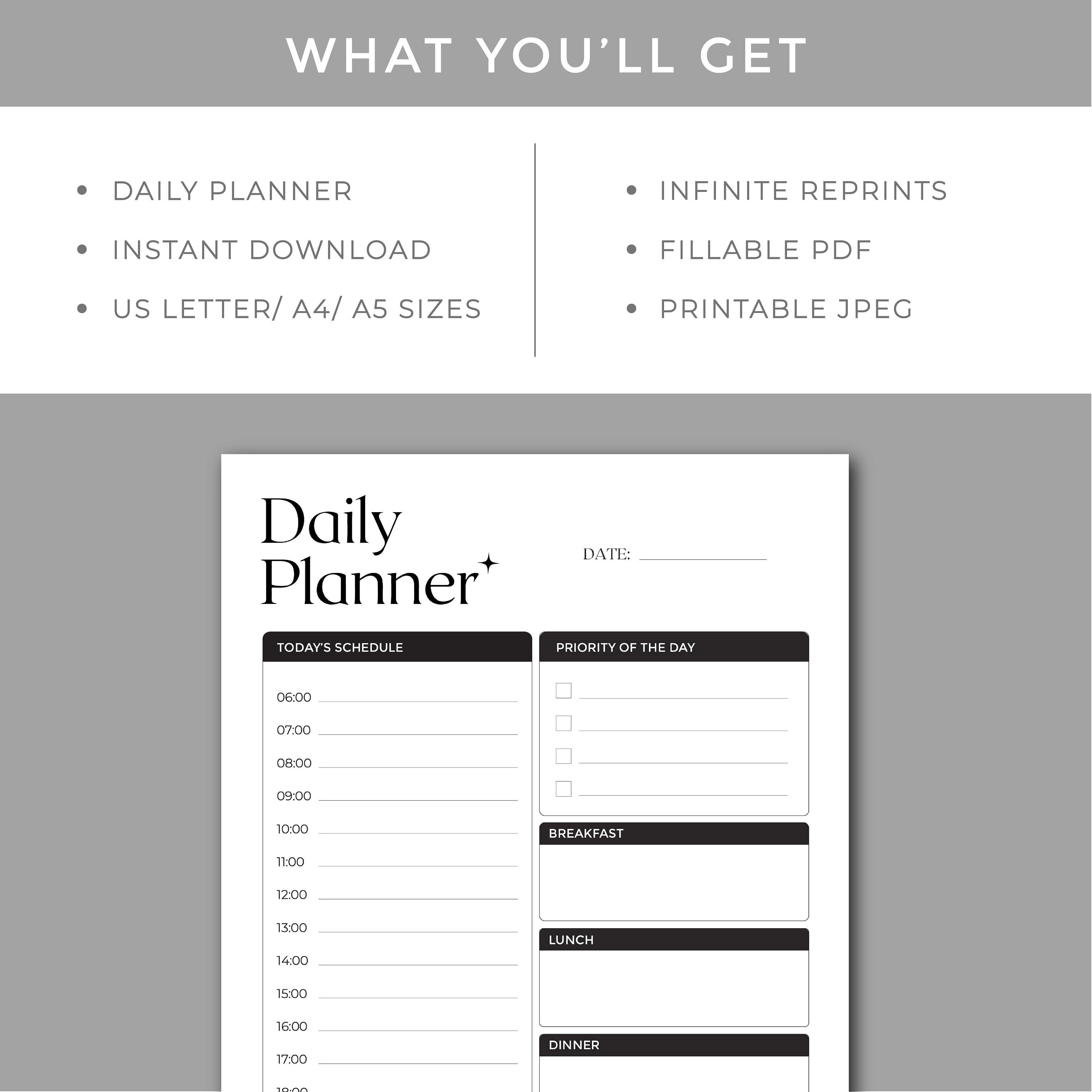 Daily Planner Printable | Goal Tracker | Daily Fitness | Daily Routine ...