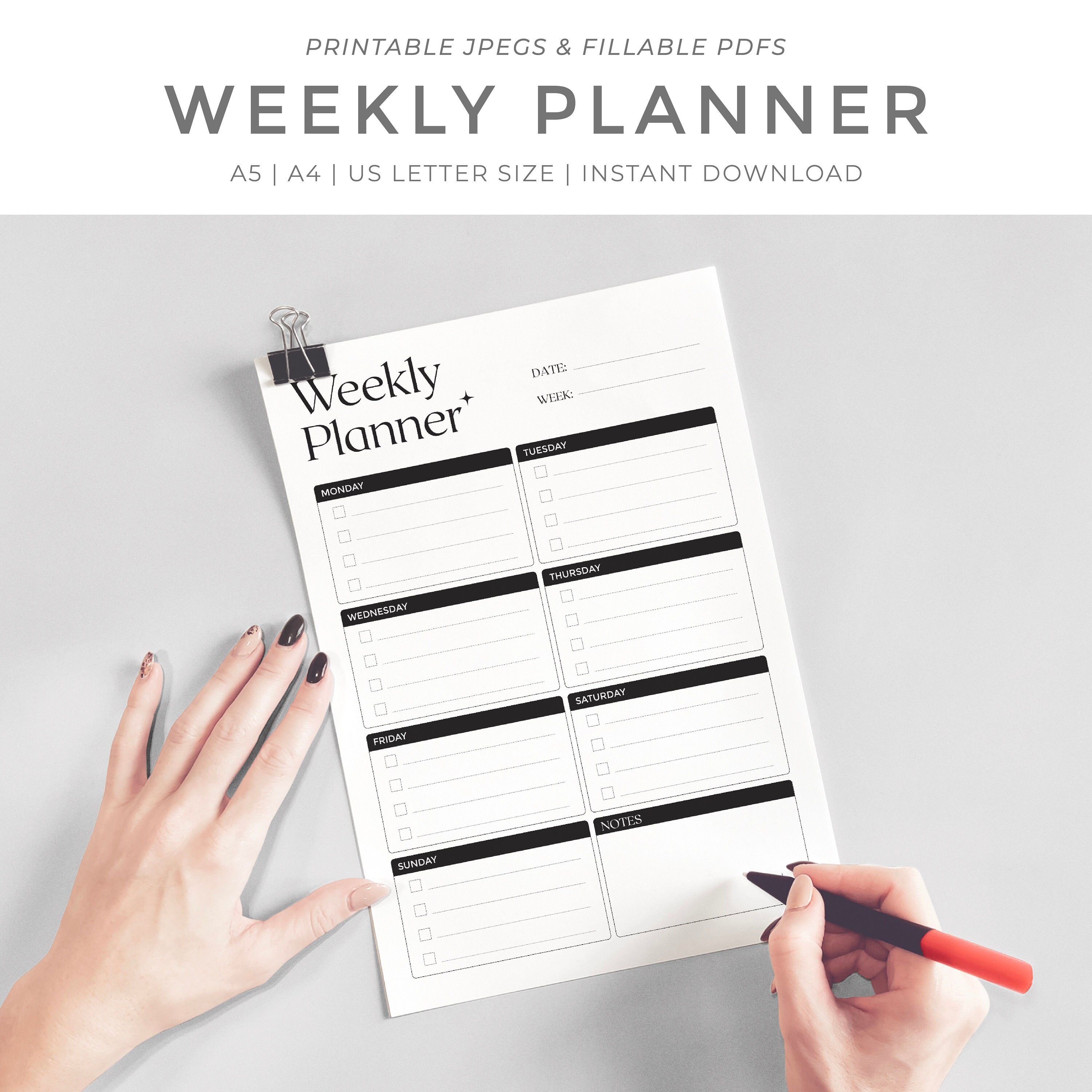 Weekly Planner Printable Goal Tracker Weekly Fitness - Etsy