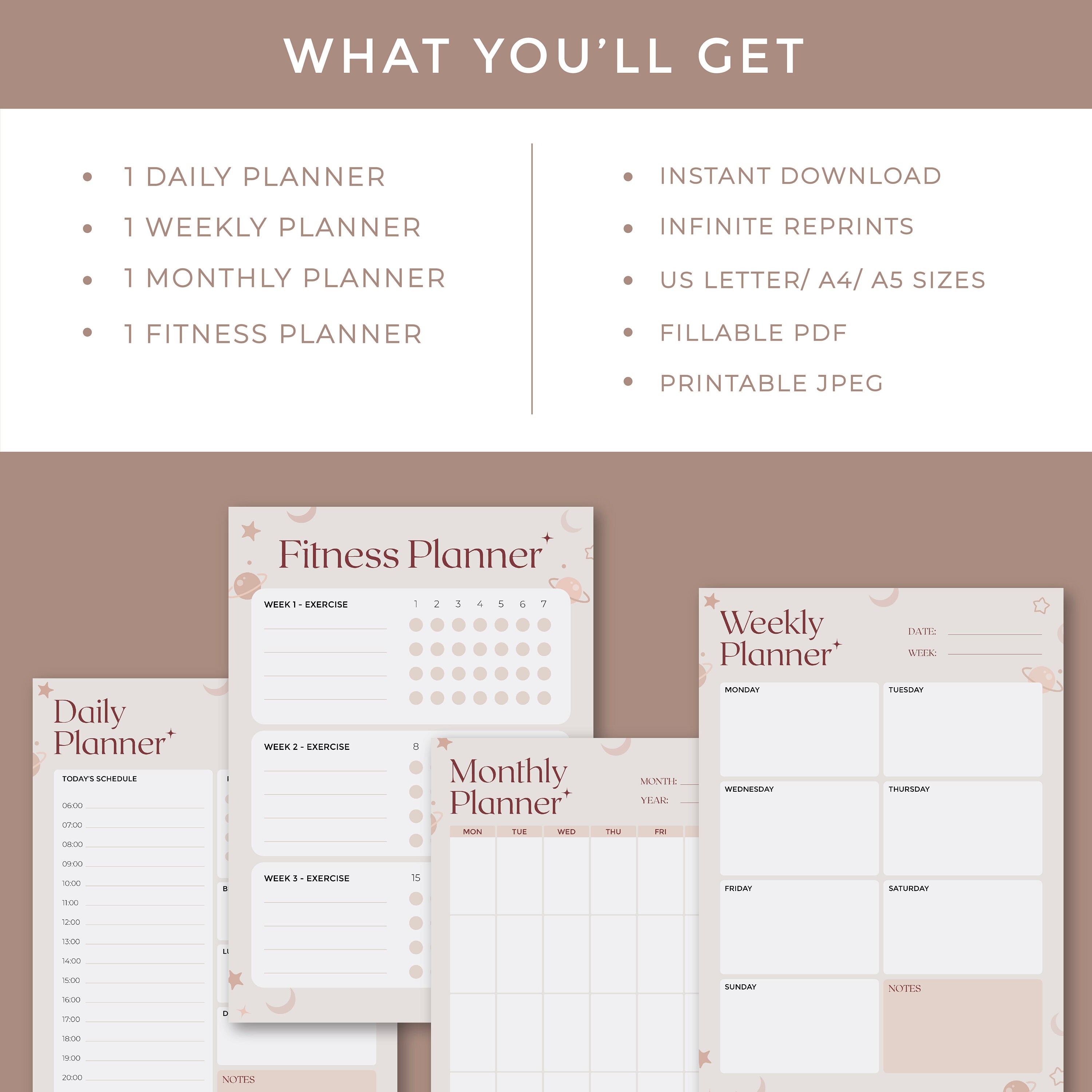 Fitness Planner Bundle | Workout Tracker | Weekly & Daily Fitness ...
