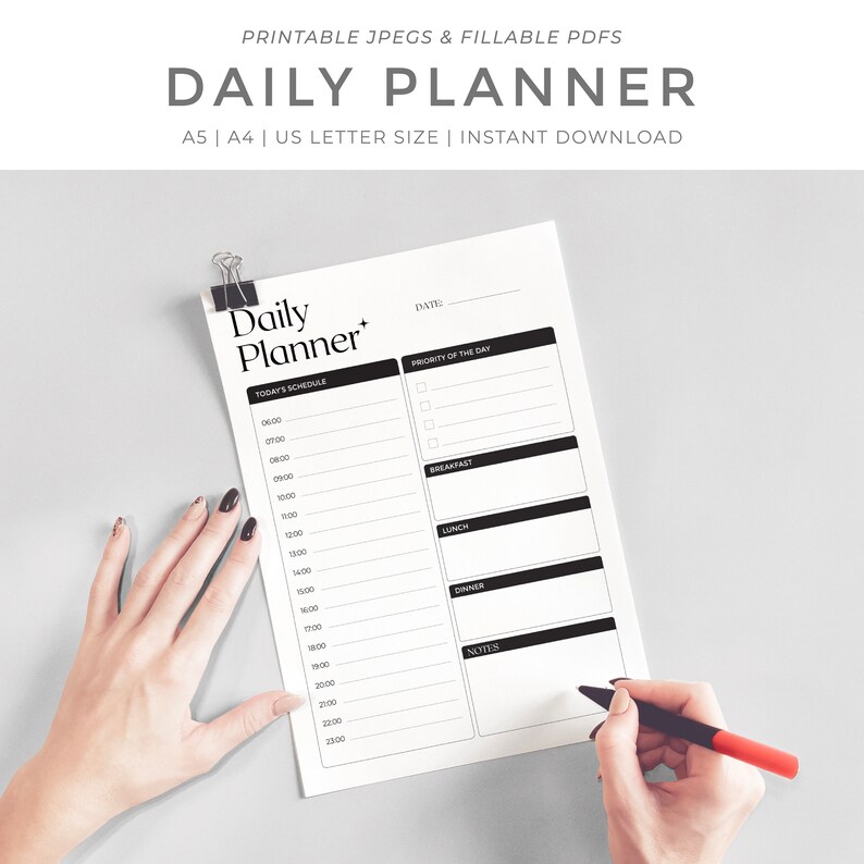 Daily Planner Printable | Goal Tracker | Daily Fitness | Daily Routine ...