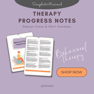 Behavioral Therapy Progress Notes for Counselors and Therapists instant ...