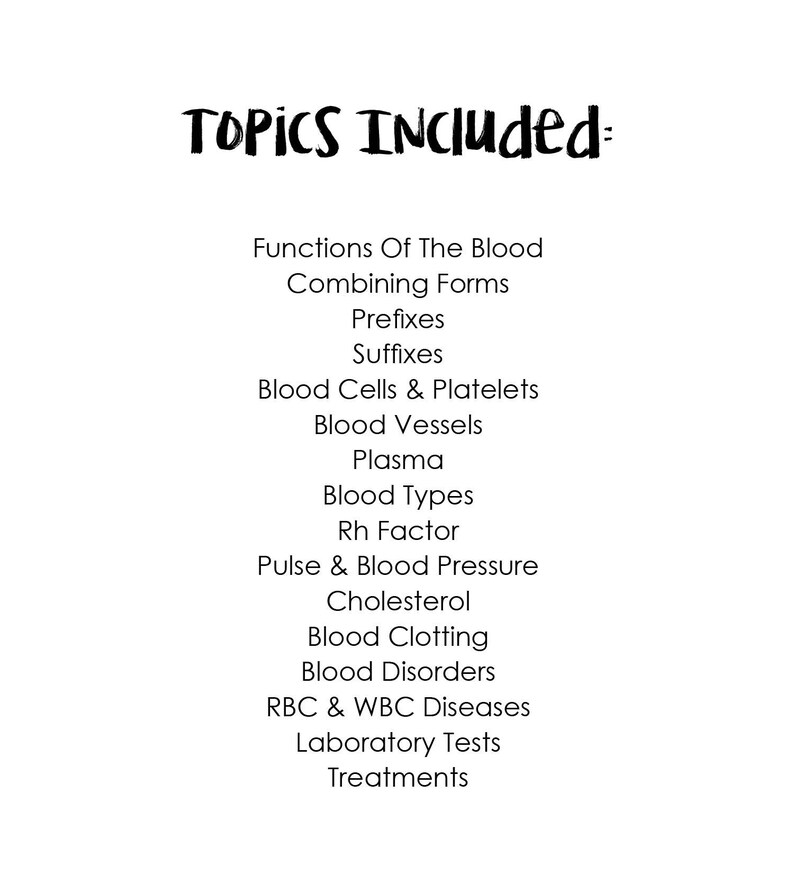 Medical Terminology of Blood - Etsy