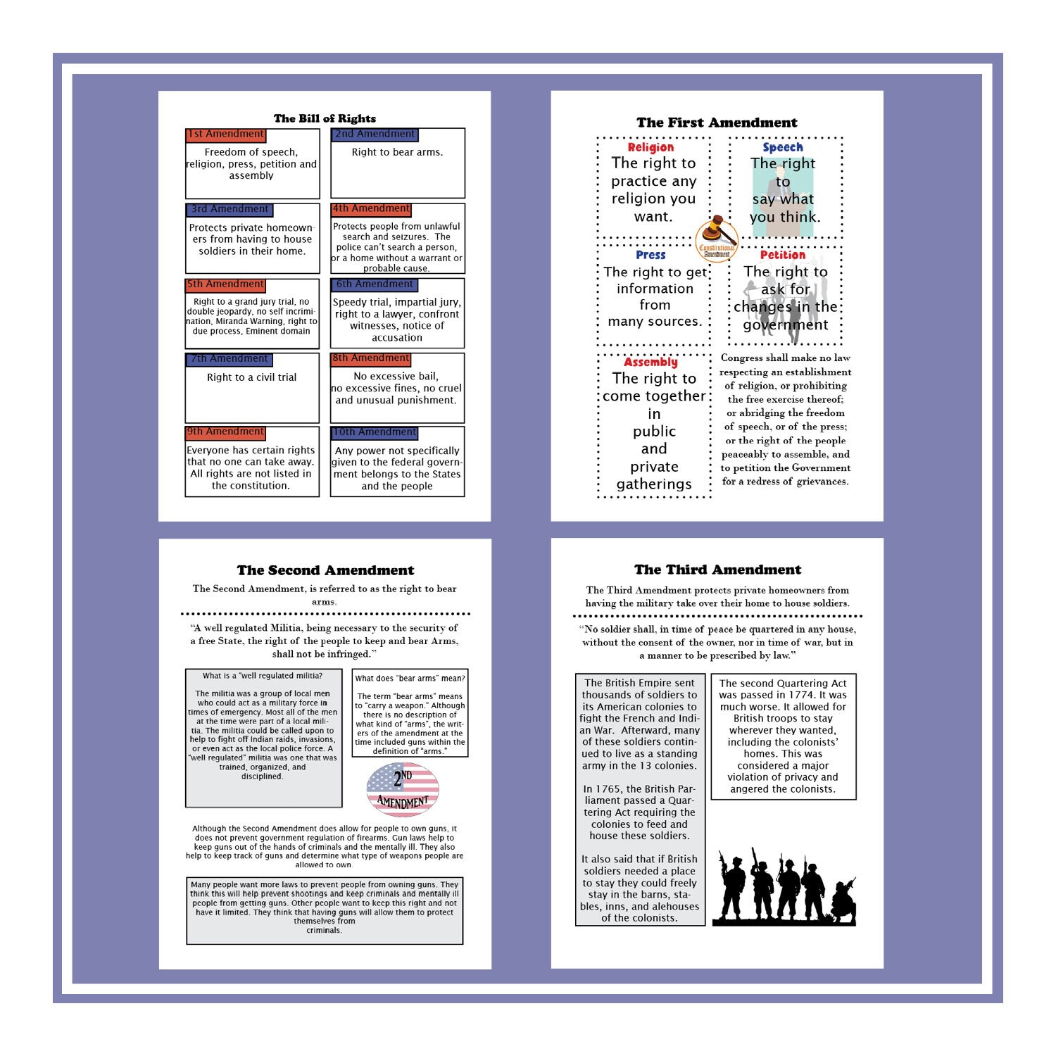 Bill of Rights & Preamble Worksheets - Etsy