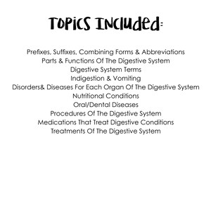 Digestive System Medical Terminology - Etsy