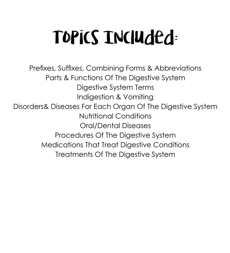 Digestive System Medical Terminology - Etsy